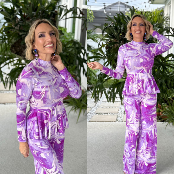 Mariana Peplum top & Maria Pant – Pia Colors